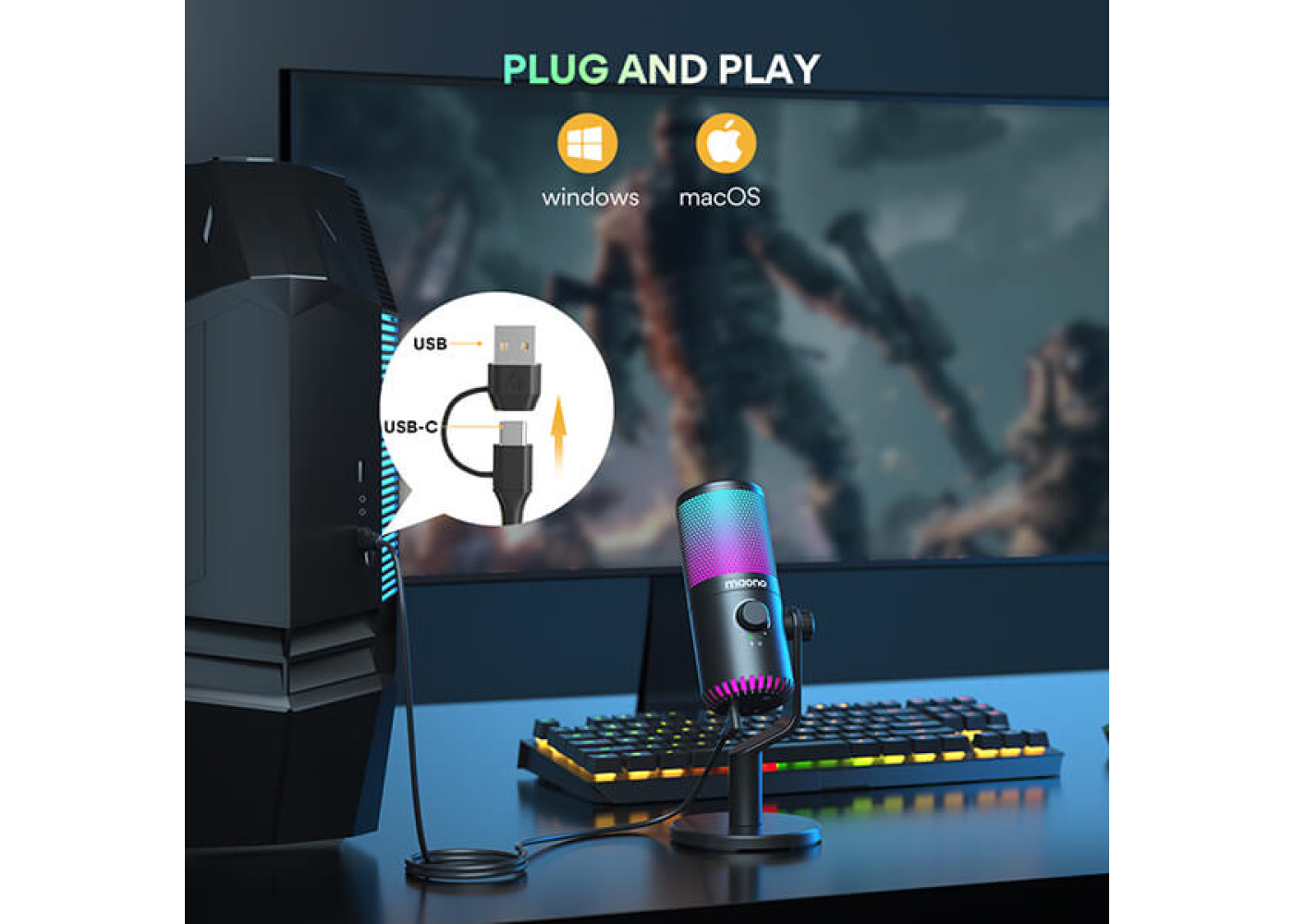 MAONO DM30 RGB USB Gaming Microphone Price in BD